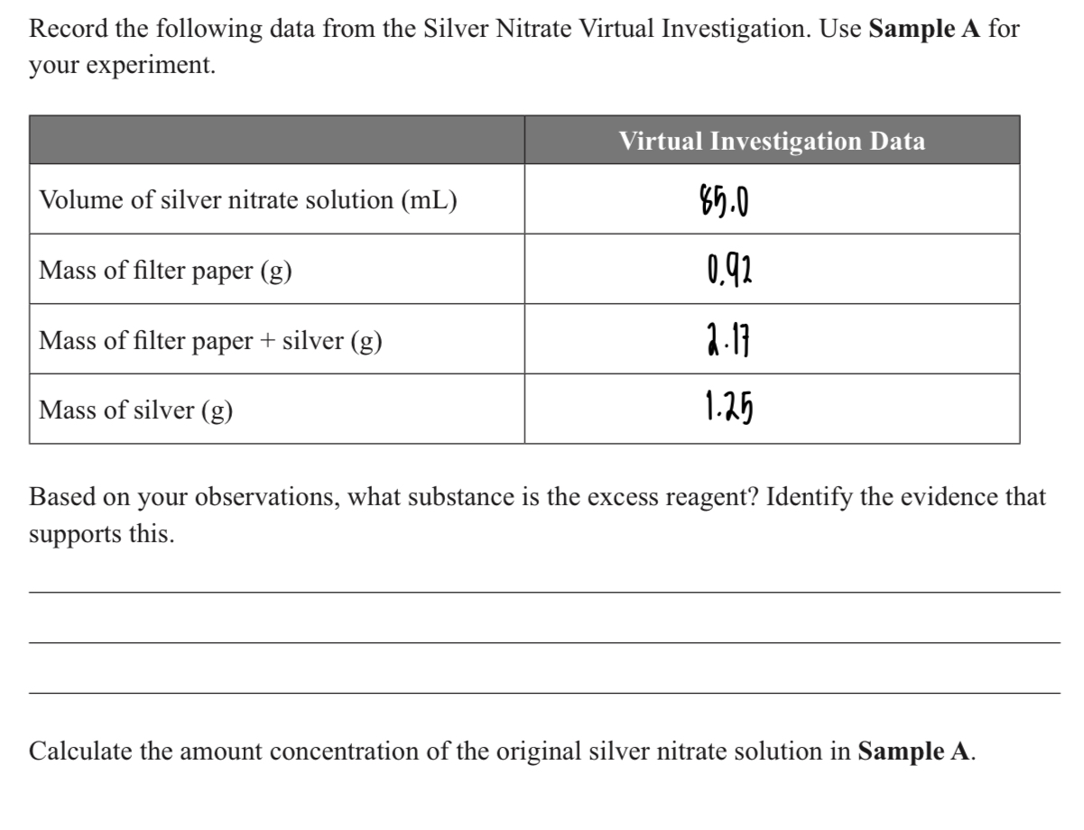 Record the following data from the Silver Nitrate | Chegg.com