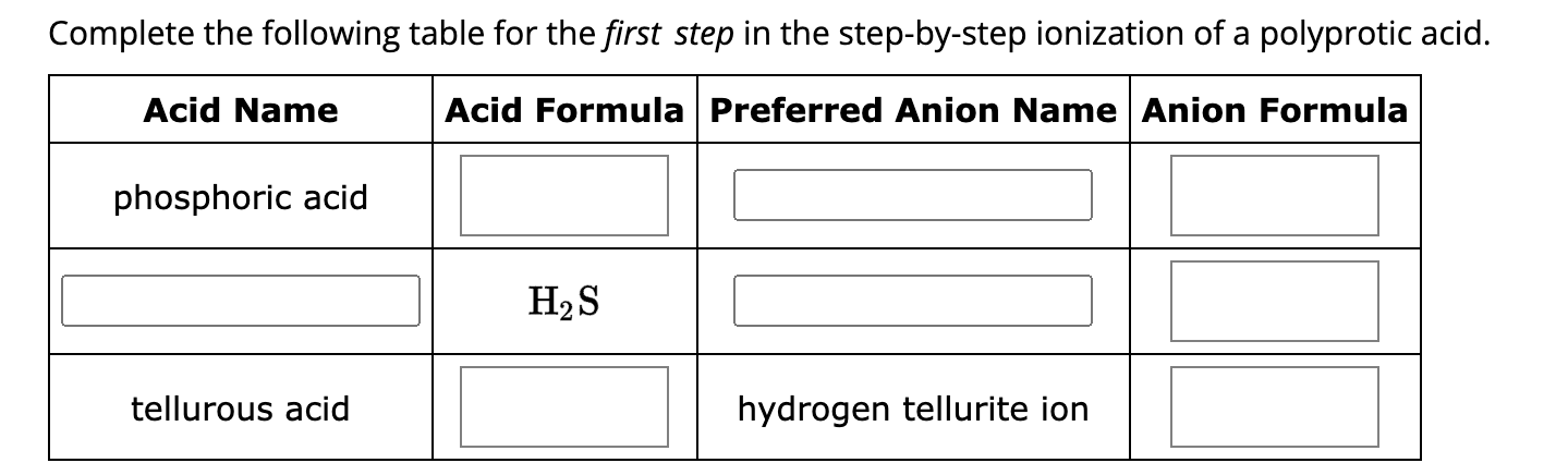 Solved Complete the following table for the first step in | Chegg.com