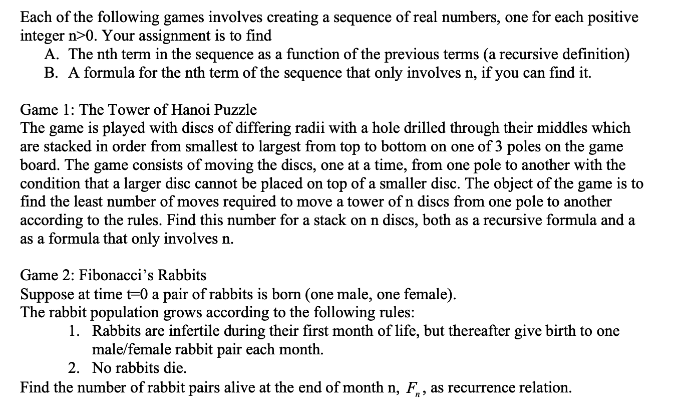 Solved Each of the following games involves creating a | Chegg.com