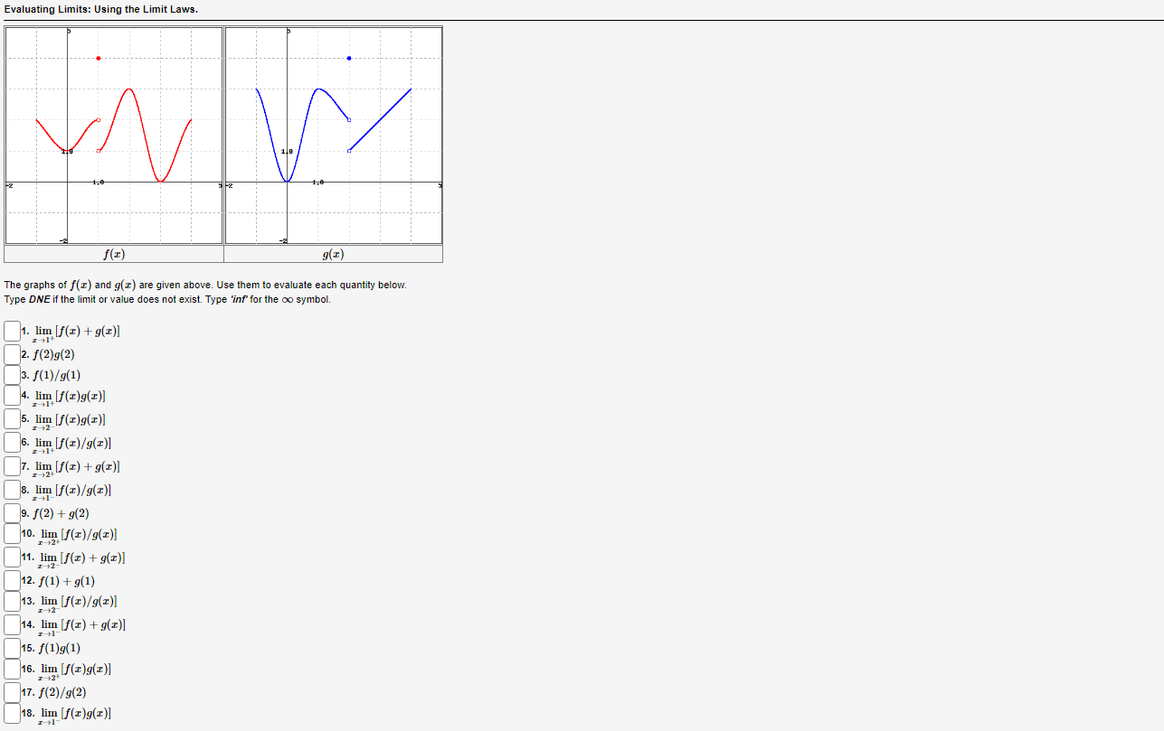 Solved Evaluating Limits: Using the Limit Laws.The graphs of | Chegg.com
