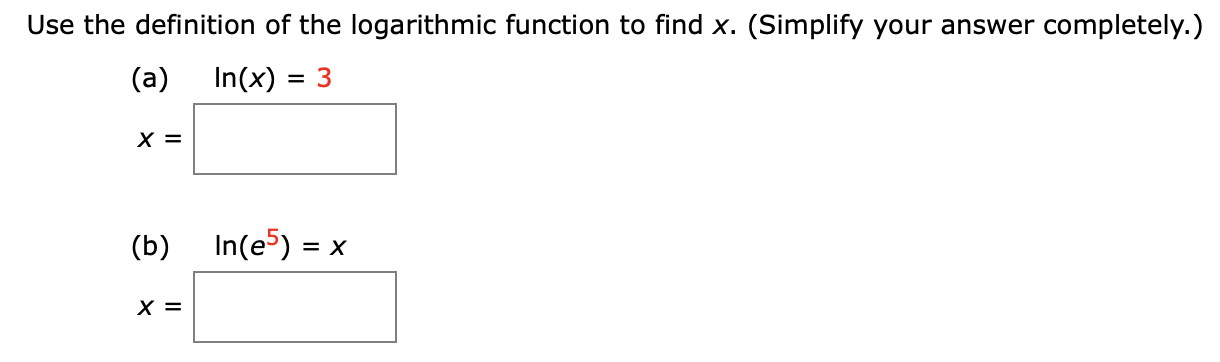 Solved Use the definition of the logarithmic function to | Chegg.com