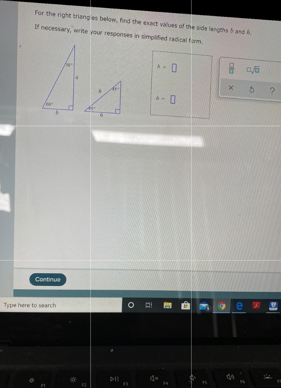 Solved For the right triangles below, find the exact values | Chegg.com ...