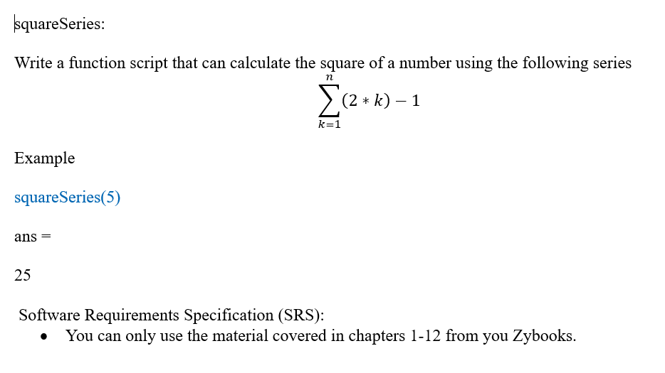 Solved Squareseries Write A Function Script That Can