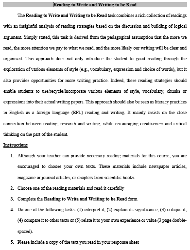Reading to Write and Writing to be Read The Reading | Chegg.com