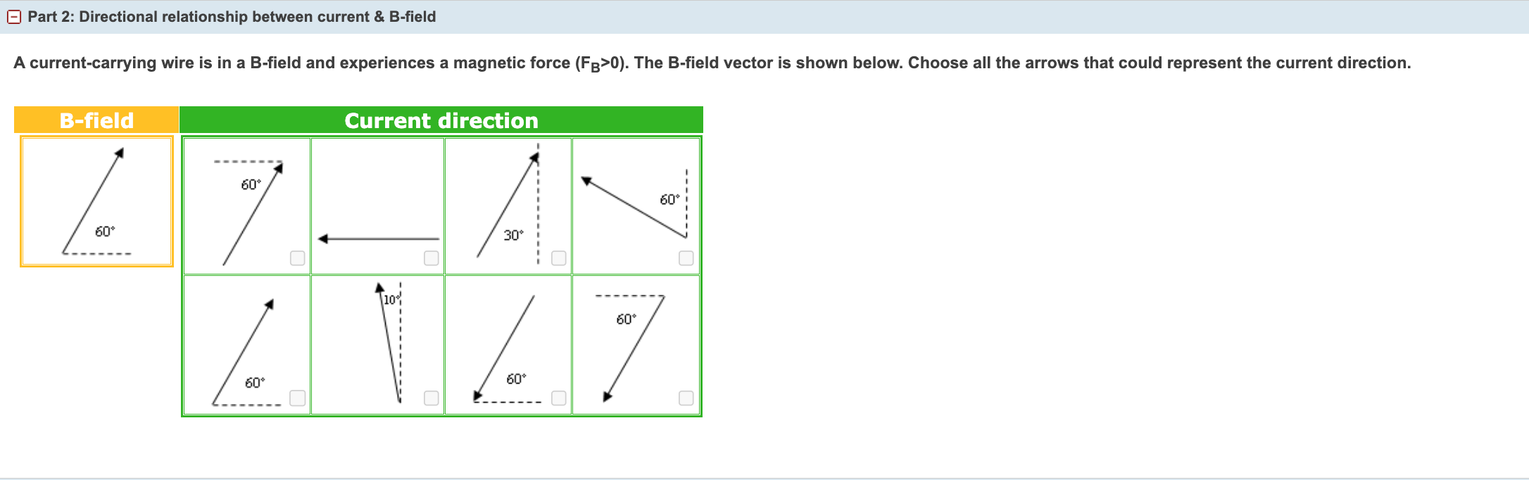 Solved Part 2: Directional relationship between current \& | Chegg.com
