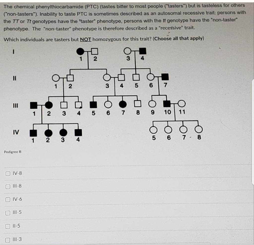 The chemical phenylthiocarbamide (PTC) (tastes bitter | Chegg.com
