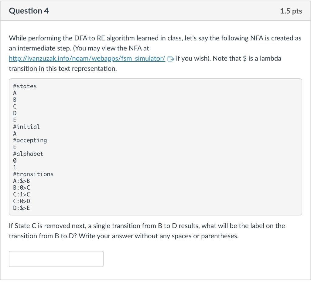 While performing the DFA to RE algorithm learned in | Chegg.com