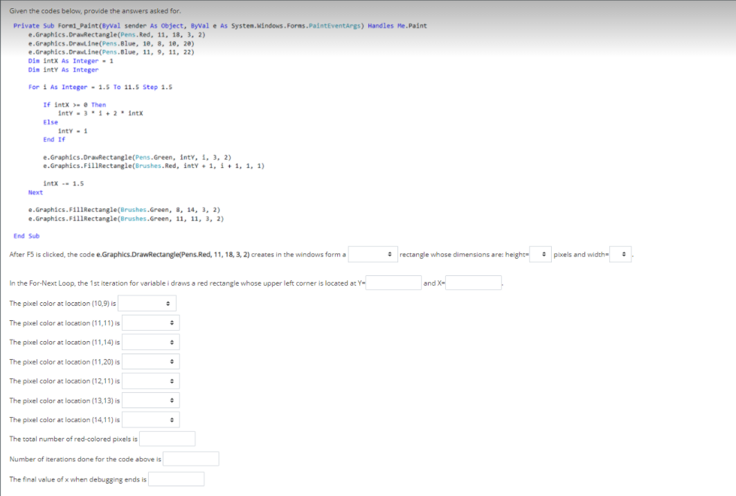 Solved For the pixel color, determine if it is | Chegg.com