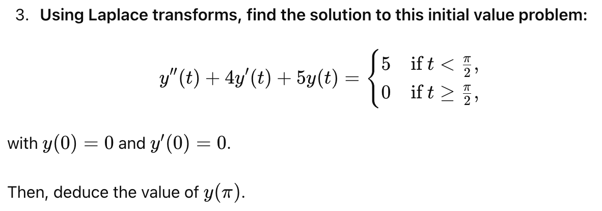 Solved Using Laplace transforms, find the solution to ﻿this | Chegg.com