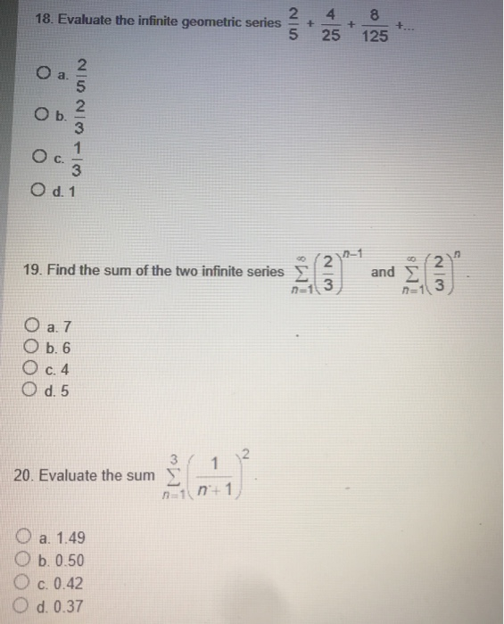 Solved im having trouble with infinite series problems and i | Chegg.com