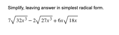Solved Simplify, leaving answer in simplest radical form. | Chegg.com