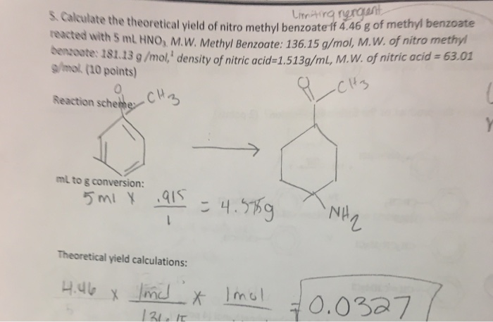 Solved Calculate the theoretical yield of nitro methyl | Chegg.com