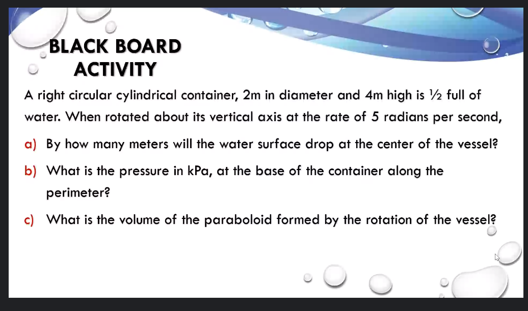 Solved BLACK BOARD ACTIVITY A right circular cylindrical | Chegg.com