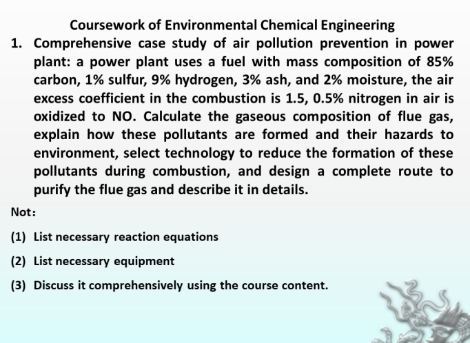Solved Coursework of Environmental Chemical Engineering 1. | Chegg.com