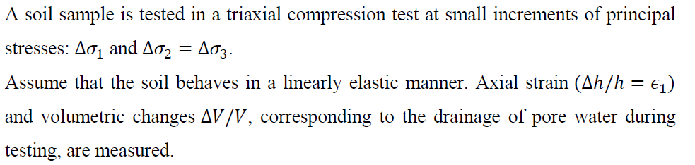 Derive the formula for Poisson's ratio of this soil | Chegg.com