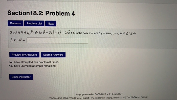 Solved Section18.2: Problem 4 Previous Problem ListNext (1 | Chegg.com