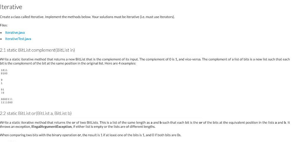 terative Create a class called Iterative. Implement | Chegg.com