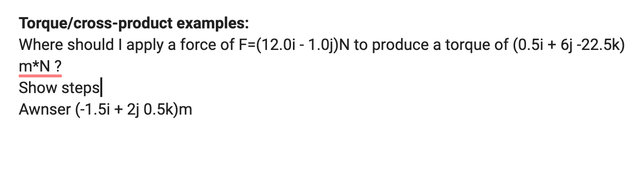 Solved Torque/cross-product examples: Where should I apply a | Chegg.com