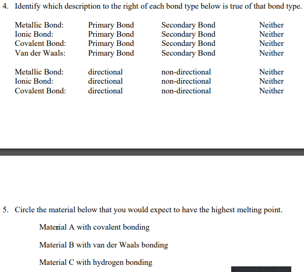 Solved 4. Identify which description to the right of each | Chegg.com