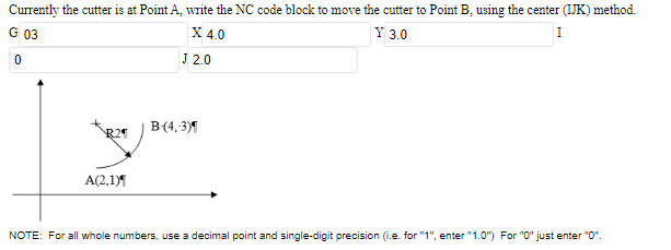 Solved Currently the cutter is at Point A, write the NC code | Chegg.com