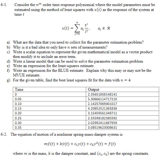 Consider the nth order time response polynomial | Chegg.com