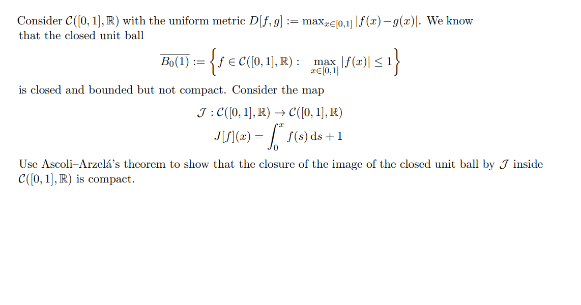Consider C [0 1] R With The Uniform Metric