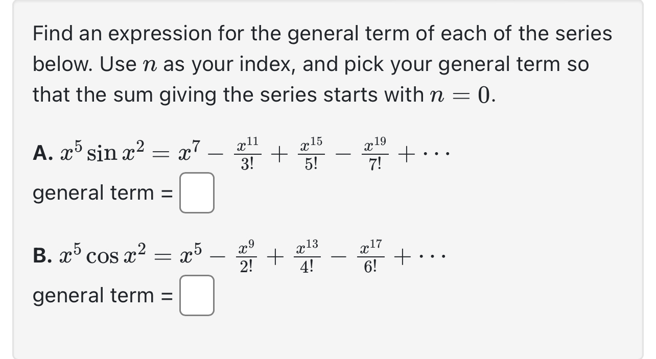 Solved Find an expression for the general term of each of | Chegg.com
