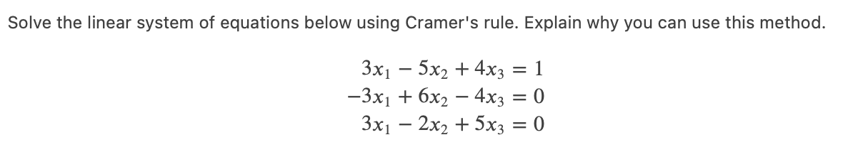 Solved Solve the linear system of equations below using | Chegg.com
