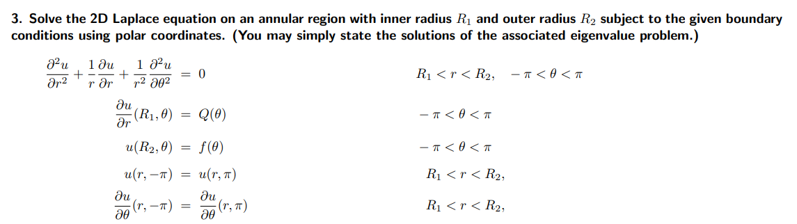 Solved 3. Solve the 2D Laplace equation on an annular region | Chegg.com