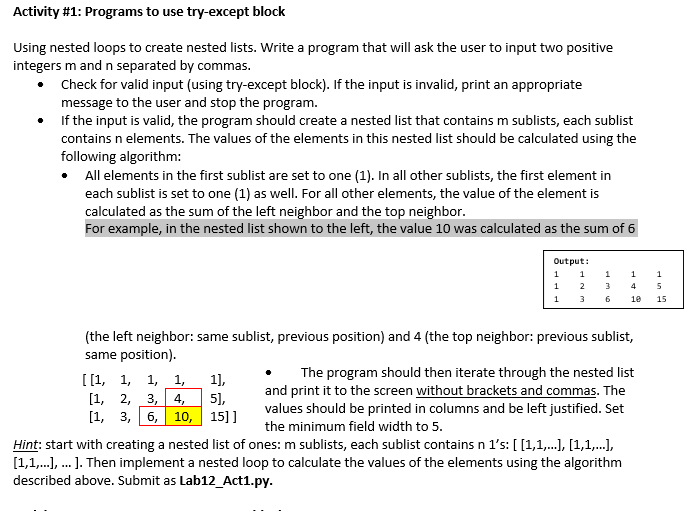 Solved Activity #1: Programs to use try-except block Using | Chegg.com