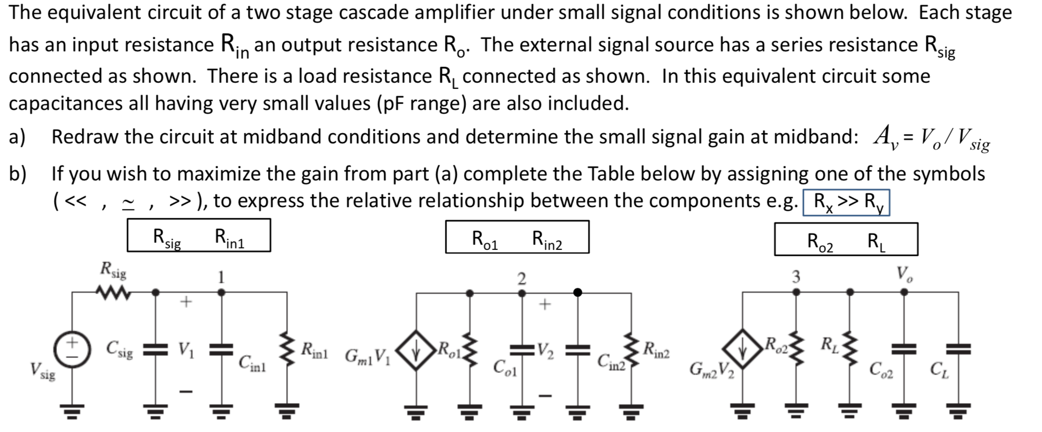 Solved The equivalent circuit of a two stage cascade | Chegg.com