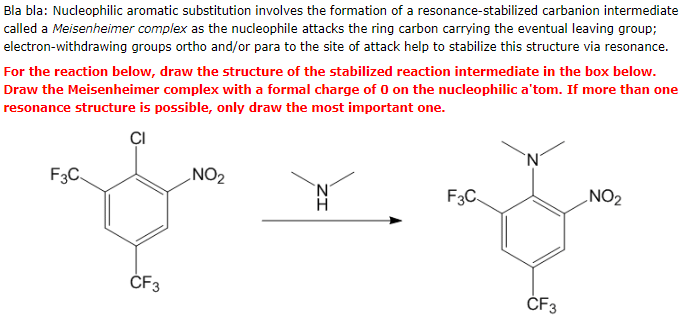 Solved Bla bla: Nucleophilic aromatic substitution involves | Chegg.com