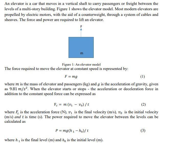 Solved An elevator is a car that moves in a vertical shaft | Chegg.com