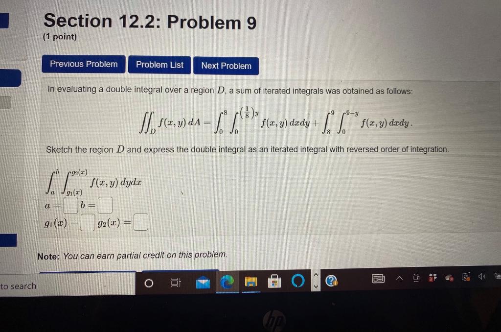 Solved Section 12.2: Problem 8 (1 point) Previous Problem | Chegg.com
