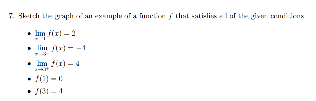 Solved 7. Sketch the graph of an example of a function f | Chegg.com