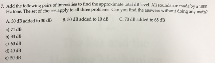 Solved Add the following pairs of intensities to find the | Chegg.com