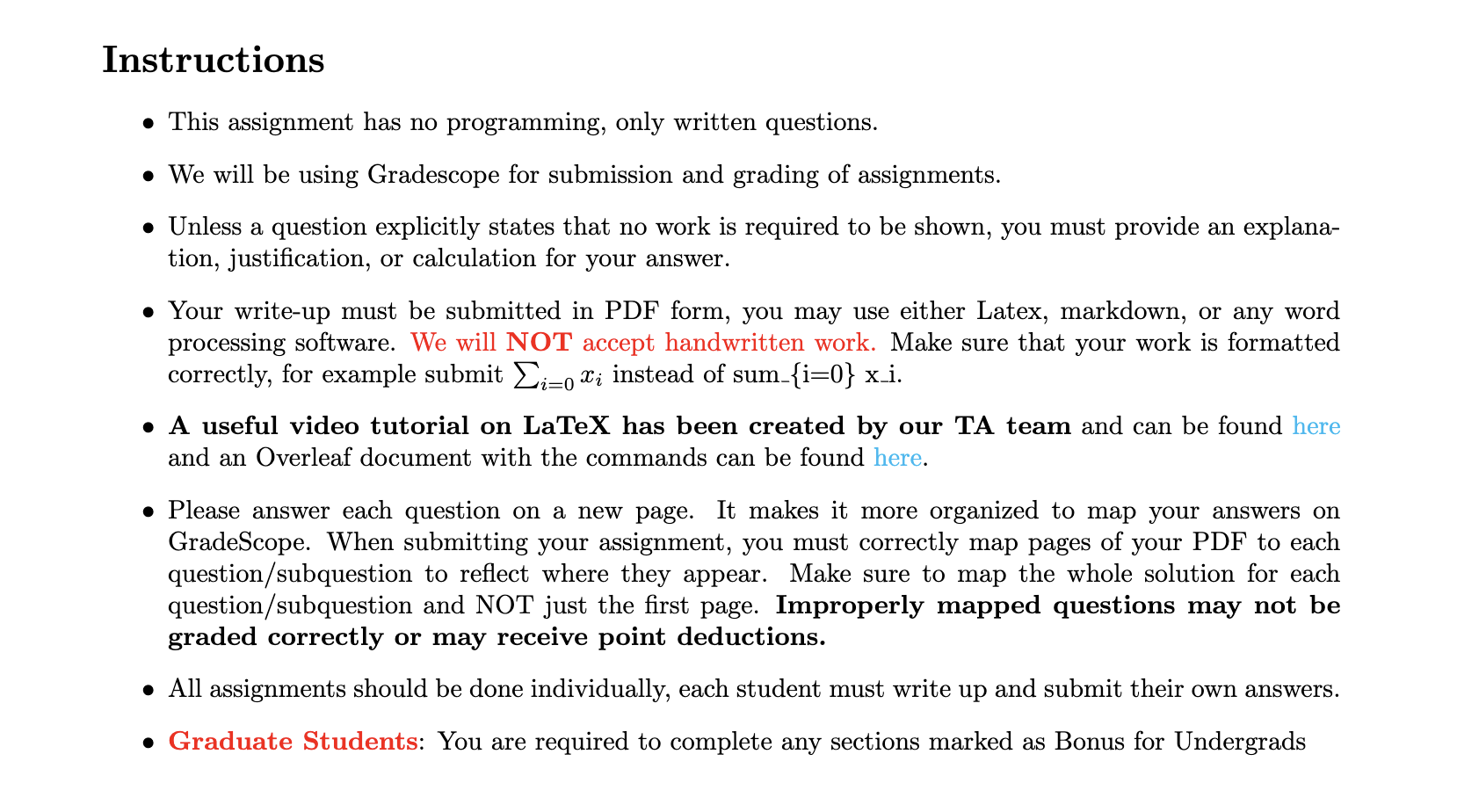 Solved Instructions - This assignment has no programming, | Chegg.com