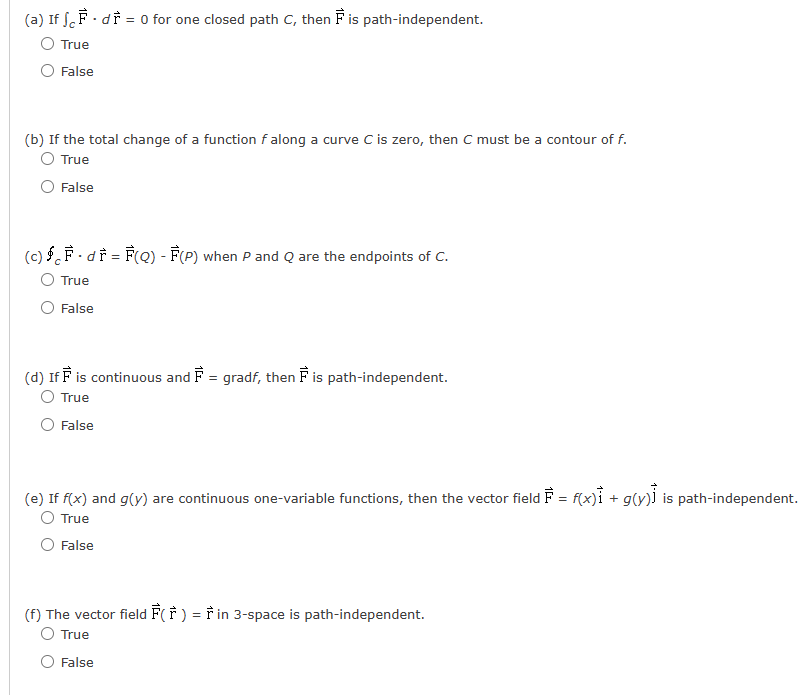 Solved (a) ﻿If ∫C﻿vec(F)*dvec(r)=0 ﻿for one closed path | Chegg.com