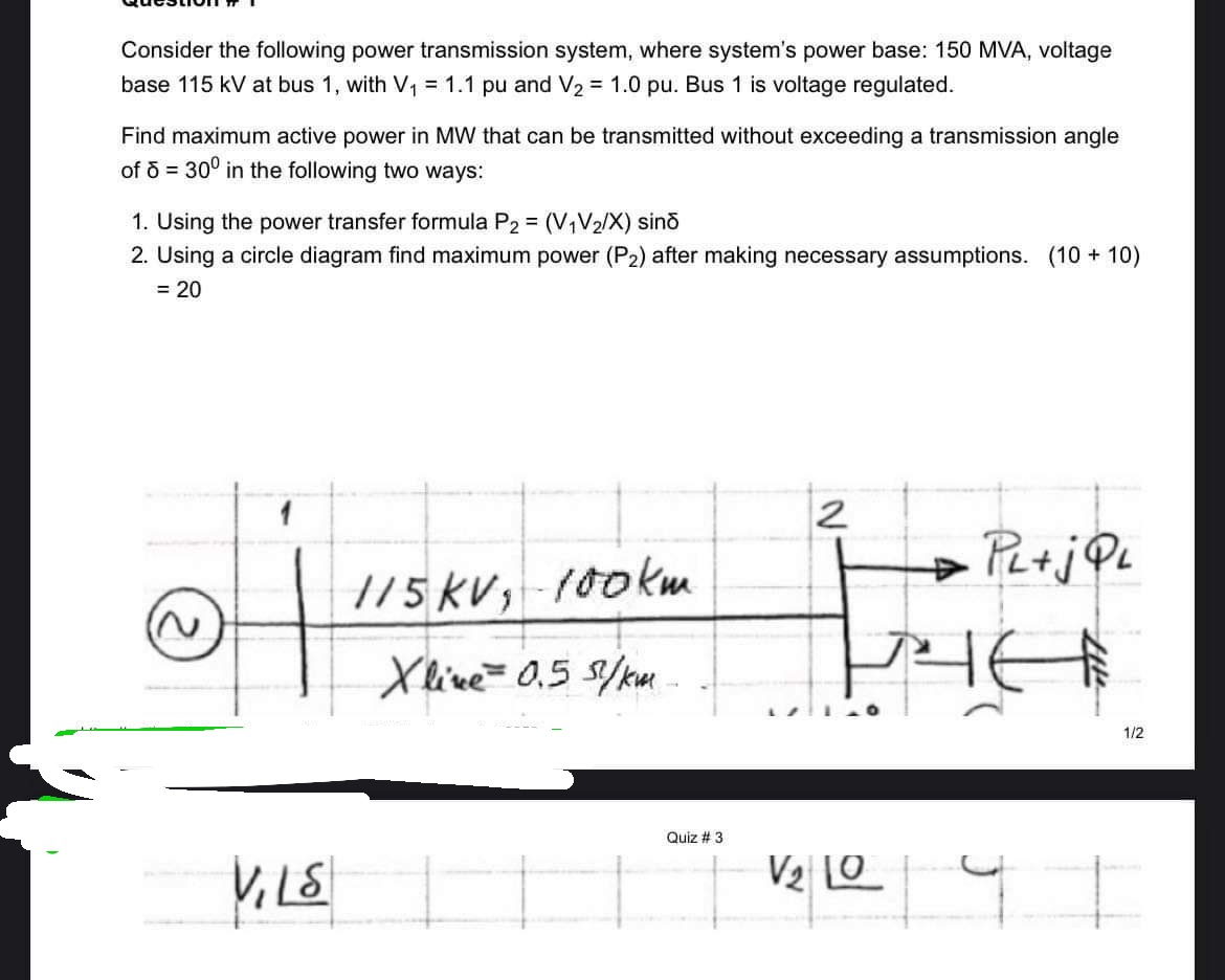 Solved Consider the following power transmission system, | Chegg.com
