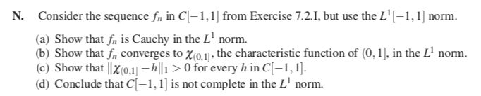 Solved N. Consider the sequence fn in C[-1,1] from Exercise | Chegg.com