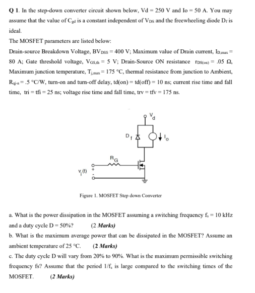 Solved Q 1. In the step-down converter circuit shown below, | Chegg.com