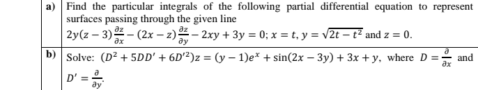 Solved a) Find the particular integrals of the following | Chegg.com