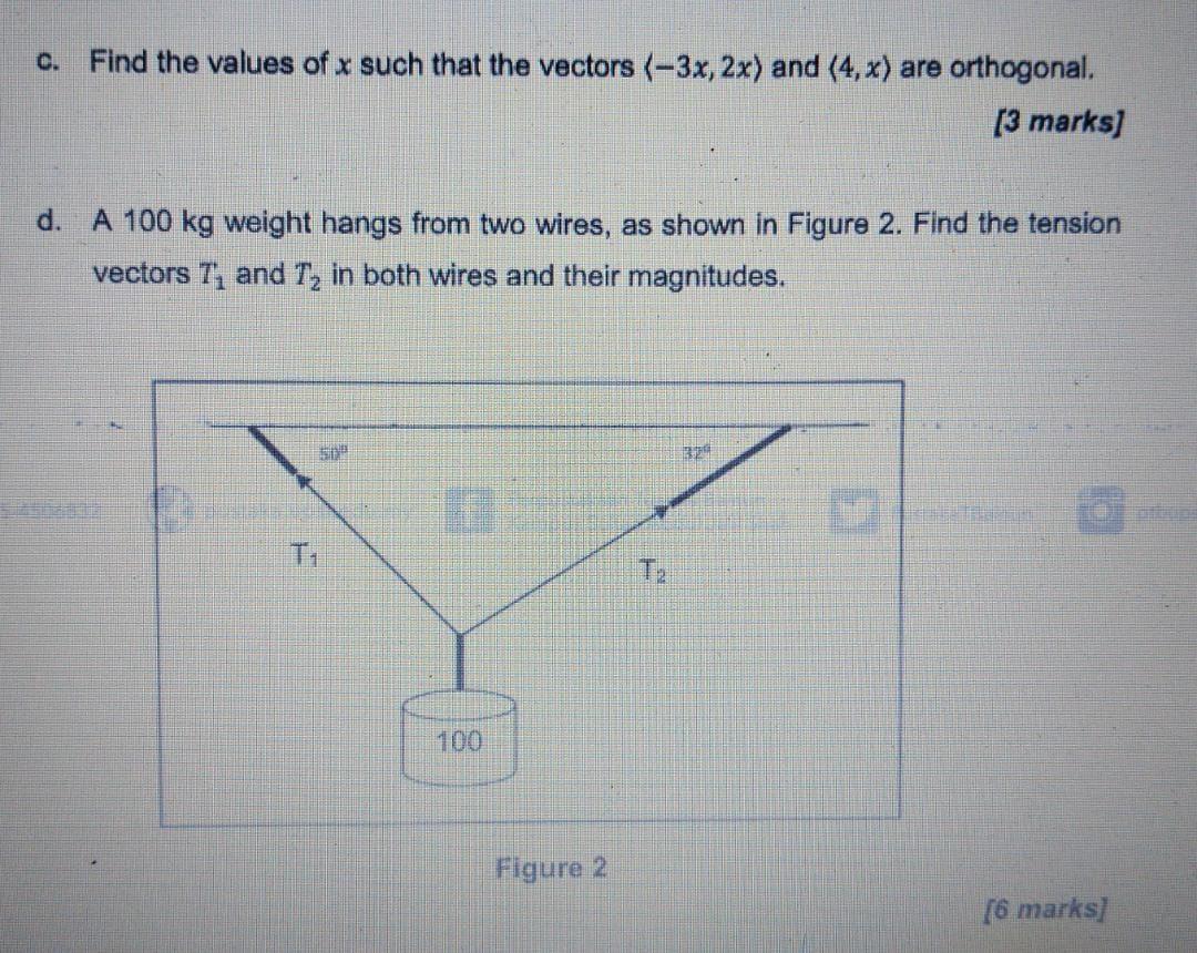 Solved c. Find the values of x such that the vectors | Chegg.com