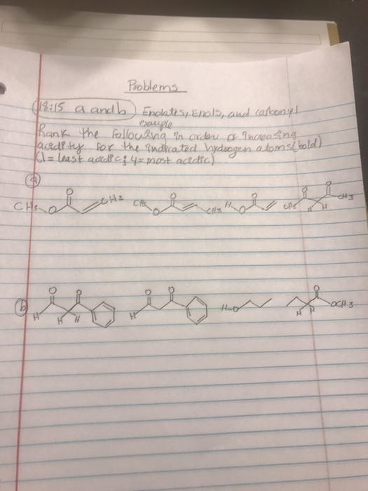 Solved a and b Enolates, Enols, and carbonyl example Rank | Chegg.com