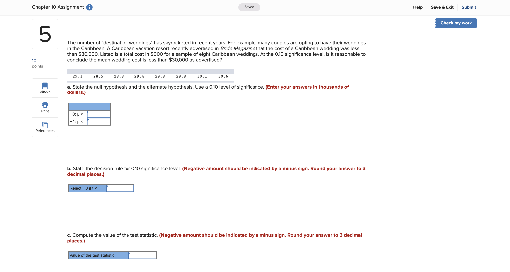 Solved Chapter 10 Assignment Swed Help Save & Exit Submit | Chegg.com