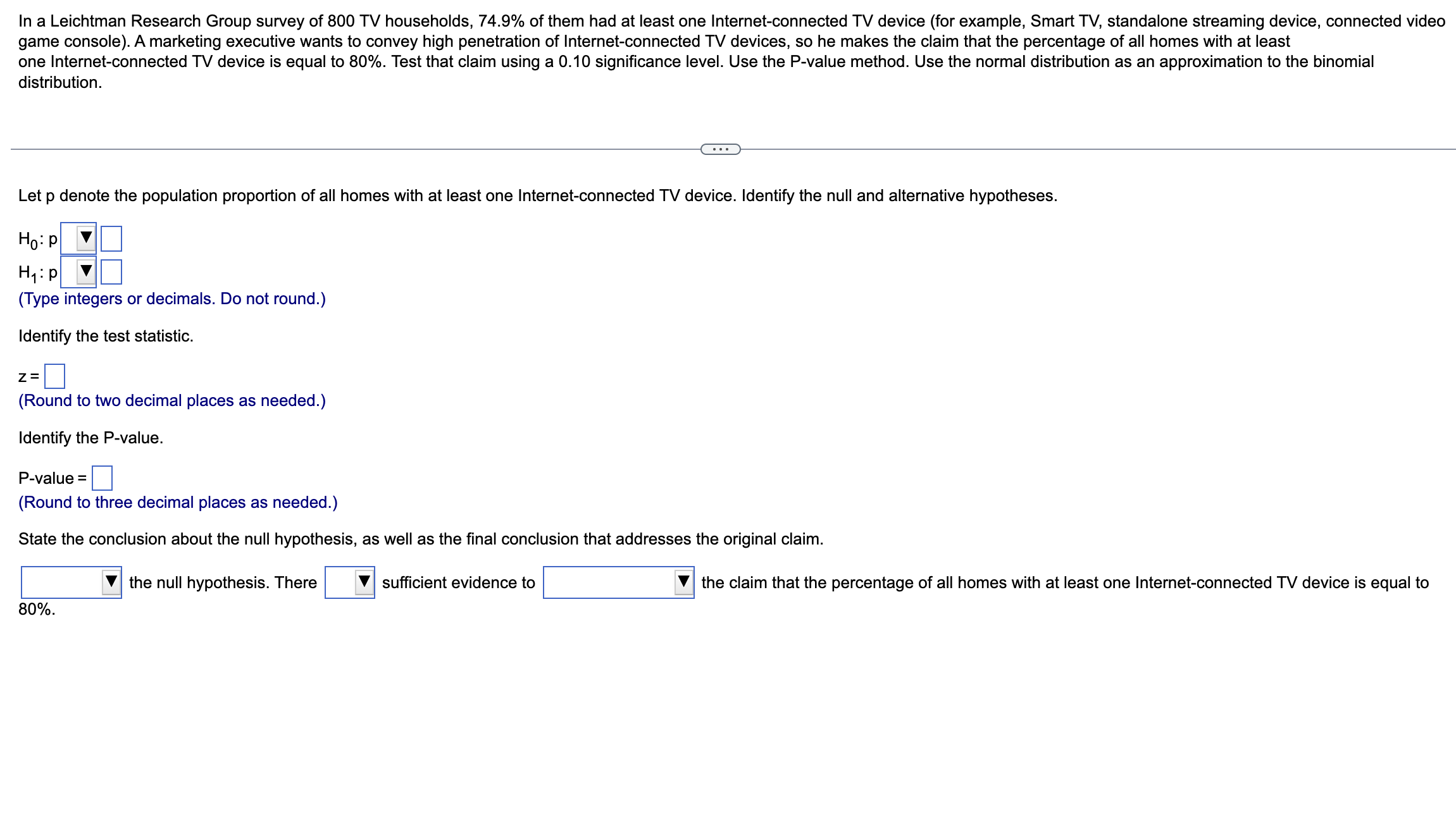 Solved In a Leichtman Research Group survey of 800 ﻿TV | Chegg.com
