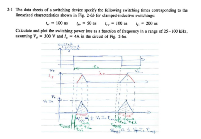 Solved 2-1 The data sheets of a switching device specify the | Chegg.com