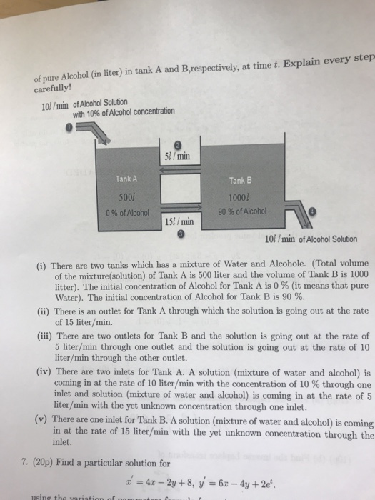 Solved 6. (20p) Mixing problem in two tanks. Model this | Chegg.com
