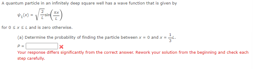 Solved A quantum particle in an infinitely deep square well | Chegg.com