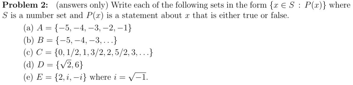 Solved Problem 2: (answers only) Write each of the following | Chegg.com